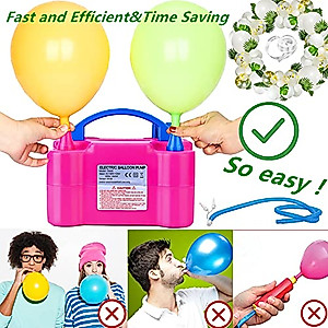 Balloon Pump, Portable Dual Nozzle Ballon Inflator Pump for Balloons 110V 600W Electric Air Pump Blower, Balloon Arch kit &Balloon Garland kit, Balloons for Parties/Helium Tank/Birthday Balloons Set