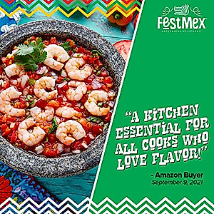 Genuine Handmade Mexican Mortar and Pestle, Molcajete de Piedra Natural Volcanica Stone, Heavy & Durable, Perfect for Homemade Salsas, Guacamole, and other Molcajete Plates | Made in Mexico (8 Inches)