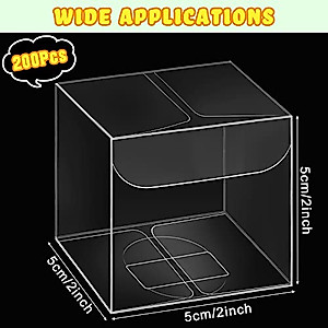 200 Pcs Clear Favor Boxes 2 x 2 x 2 Inches Clear Plastic Gift Box PET Clear Treat Boxes Clear Party Favor Containers Candy Boxes Packaging Transparent Cube Boxes for Birthday Party Baby Shower Wedding