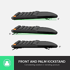 DeLUX Wireless Ergonomic Keyboard - Ergo Split Keyboard with Palm Rest for Natural Typing, 2.4G and Bluetooth, Full-Size, US Layout - Compatible with Windows and Mac OS (GM905, Graphite)