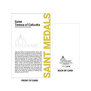 1" Saint and Holy Subject Medal with Prayer Card | Over 25 Different Saints | Durable and Detailed Charm | Pendant Medal Carded with Prayer | Christian Jewelry (Mother Teresa)
