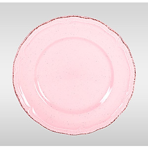 HomeVss, Stoneware French Countryside 20pc Dinnerware Set, Speckled and Antique Pink