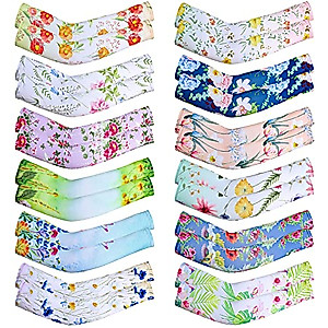 12 Pairs Gardening Arm Sleeves for Women Farm Summer Sun Protection Cooling Sleeves Flower Sleeves Farmers Sleeves Arm Covers for Men Work Running Sports Cycling Hiking