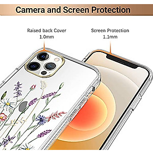 luolnh Compatible with iPhone 14 Pro Max Case with Flowers,for Girly Women,Shockproof Clear Floral Pattern Hard Back Cover for iPhone 14 Pro Max 6.7 inch 2022 -Wildflower