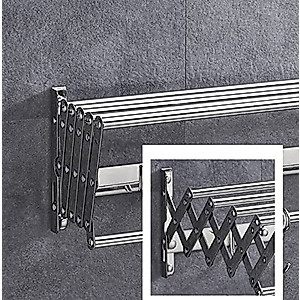 SEIFE Wall Mounted Towel Rack Drying Rack Retractable Airers Washing Line Indoor Folding Extendible Towel Shelf with Hooks Stainless Steel for Balcony Bathroom Terrace Bathroom Shelves