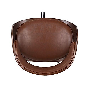 Christopher Knight Home Brinson ARMLESS Office Chair, Cognac Brown + Chrome + Walnut