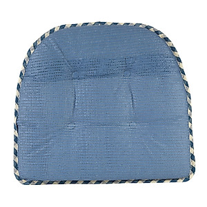 Klear Vu Omega Non-Slip Universal Chair Cushions for Dining Room, Kitchen and Office Use, U-Shaped Skid-Proof Seat Pad, 15x16 Inches, 2 Pack, Gingham Blue 2 Count
