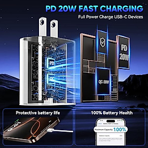 Phone 16 15 Pro Charger Fast Charging, 20W USB C Charger Block with 6ft Long USB C Charging Cable Cord for Phone 16/16 Pro/16 Pro Max/16 Plus/15/15 Pro/15 Pro Max/15 Plus,i-Pad, Galaxy S24-White