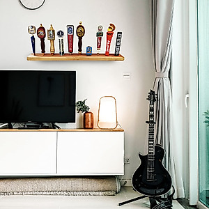 Tap Handle Holder Display Floating Shelf | Wall-Mounted Tap Handle Display Shelf Constructed from Reclaimed Redwood | Beer Tap Holder for 10 Tap Faucet Handles | Made in USA (10 Tap Handles)