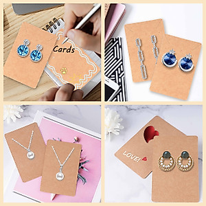 Earring Cards for Selling Including 120 Pcs Earring Holder Cards, 120 Earring Packaging and 240 Pcs Earring Backs, for Earrings/Necklace/Jewelry Display, Jewelry Packaging 3.5x2.4 Inches (Brown)