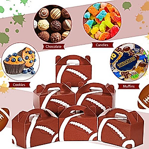 24 Pcs Football Party Treat Boxes Team Favor Box with Handle Football Party Supplies Football Theme Gift Box Snack Candy Goodie Boxes for Football Sports Theme Birthday Party Supplies Gift Giving