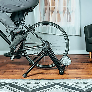 Alpcour Fluid Bike Trainer Stand for Indoor Riding – Portable Foldable Stainless Steel Trainer, Noise Reduction, Progressive Resistance, Dual-Lock System – Road & Mountain Bikes' Stationary Exercise