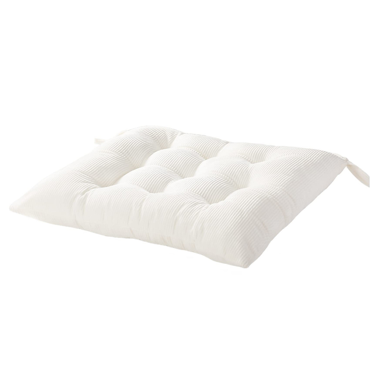 HLOVME Corduroy Chair Cushion with Ties Ultra Soft Warm Floor Cushion for Kids Reading Nook Comfortable Square Seat Cushion for Adult 15.7”x15.7”, White