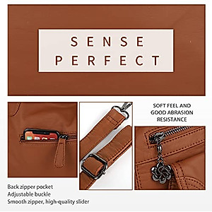 Angelkiss Women's Designer Handbag Large Double Zipper Multi Pocket Washed, Brown