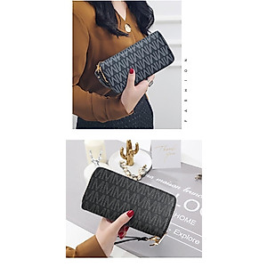 MKP COLLECTION Womens Fashion Double Zip Around Wallet Jean Denim Long Purse with Credit Card Holder, Bifold Design and Detachable Wristlet