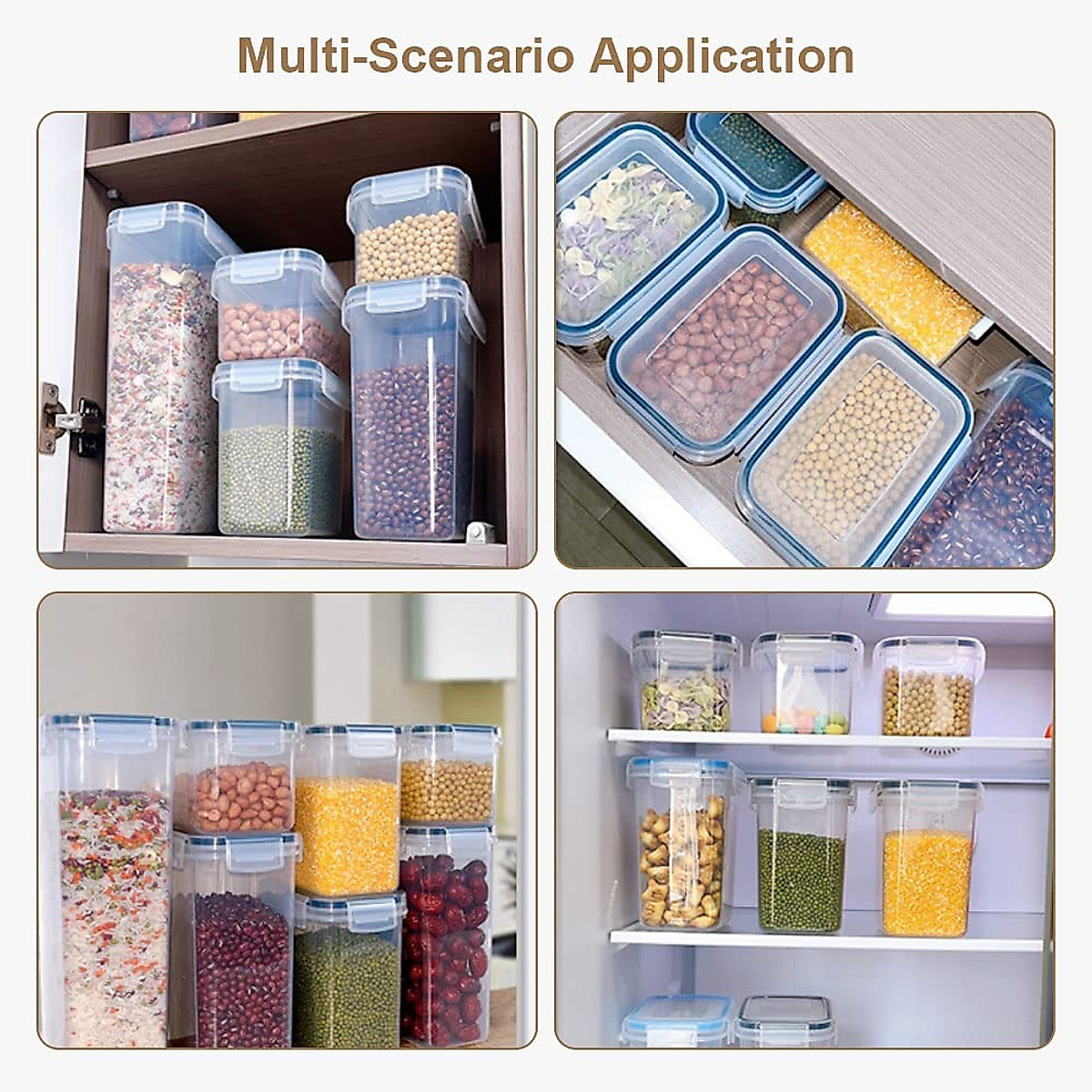 Irfora 7PCS Food Storage Containers kitchen Storage Container BPA Free PP Pantry Organization with Lid Stackable Design for Cereal Snack Noodle Nut Pasta Flour Rice