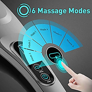Handheld Massager - 6 Speeds & 6 Modes, 6 Interchangeable Nodes, Cordless Massager Muscle Massager for Back, Foot, Neck, Shoulder, and Leg, Body Pain Relief, Home & Office, Grey