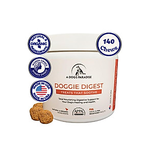 Doggie Digest-Natural Organic Dogs Pre & Probiotics, 10 Active Nutrients, Cold Pressed, Vet Formulated, Upset Stomach/Allergies/Itching, Digestive Enzymes, Gut/Skin/Hip/Joint, Pumpkin, Immune Support.