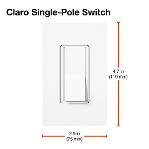 Lutron Claro On/Off Switch, 15-Amp, Single-Pole, CA-1PS-GR, Gray