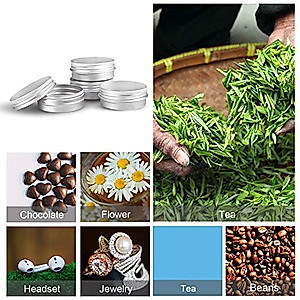 Healthcom 21-Pack 1 Oz/30ml Round Aluminum Tin Cans Screw Top Metal Lid Tins Makeup Cream Lip Balm Jars Empty Cosmetic Storage Sample Container Boxes Organization Kit for Lip Balm Salve Crafts Spice Candles Tea Gifts,Silver