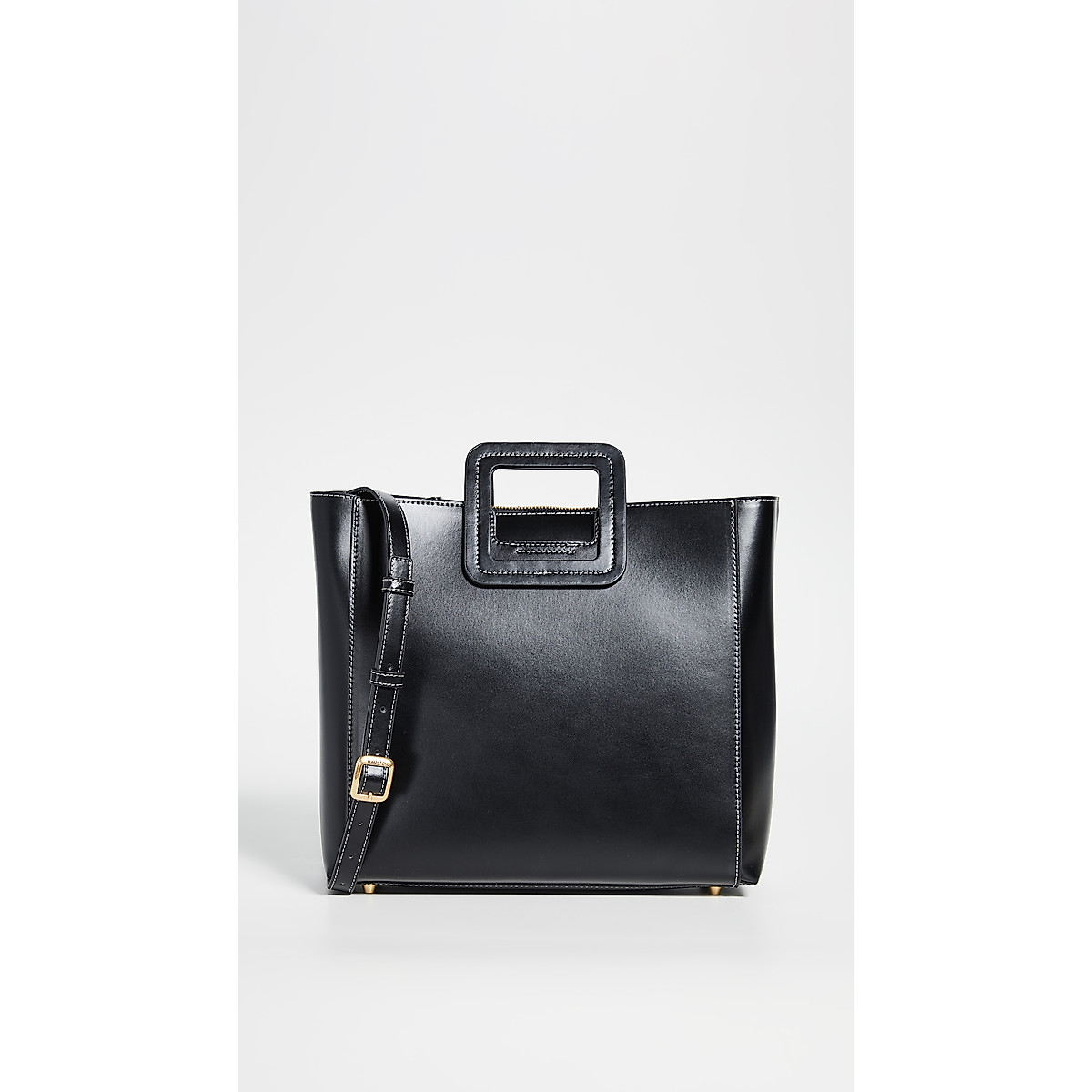 STAUD Women's Black Leather Shirley Large Tote Handbag