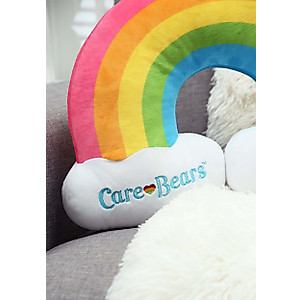 Fun Costumes Care Bears Rainbow Pillow Soft Flannel Pillow with Rainbow Stripes, Embroidered Logo, and Cushy Fiberfill Stuffing