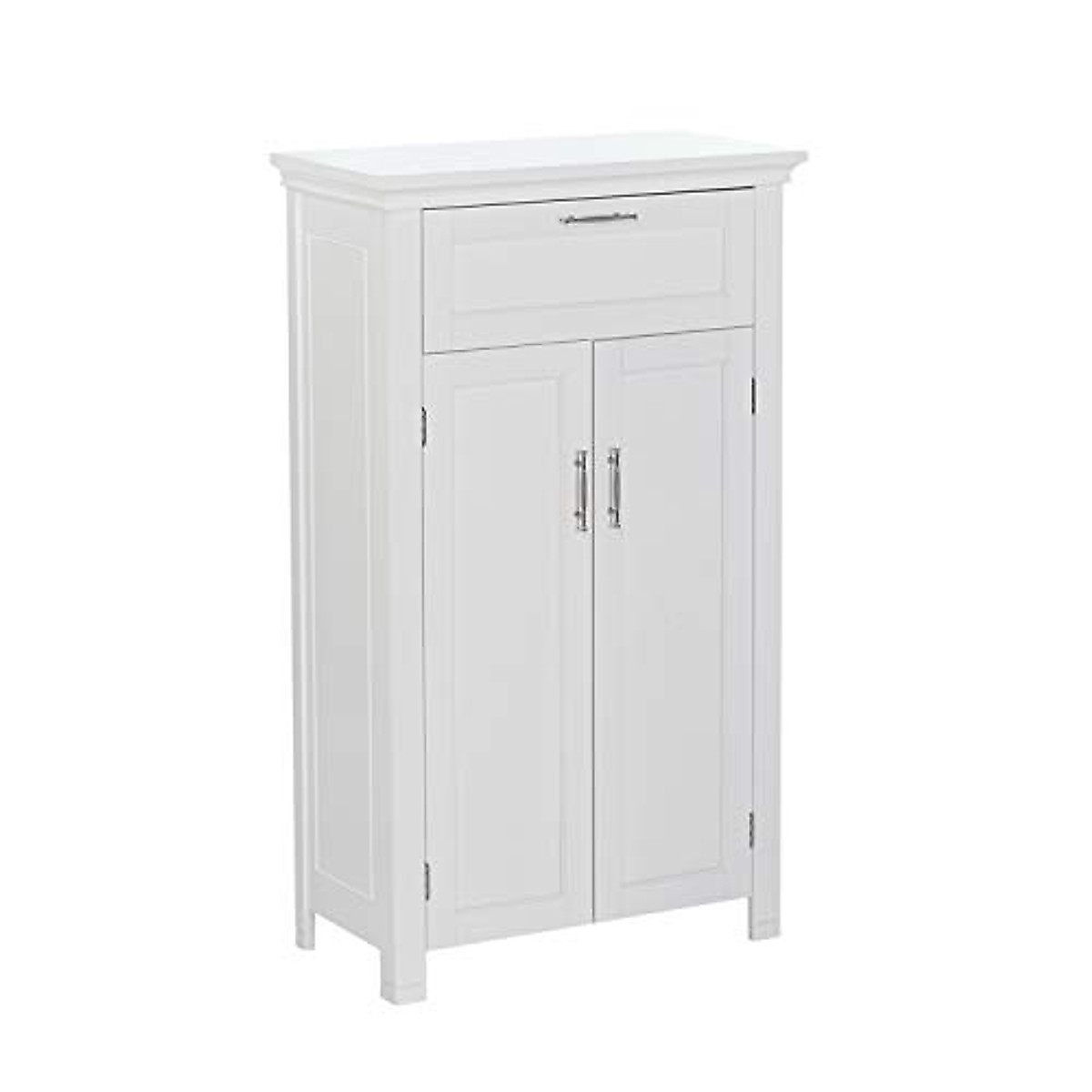 RiverRidge Somerset Two-Door Floor Cabinet, White & White Somerset Bathroom Over The Toilet Storage Spacesaver with Open Shelf and Two Doors