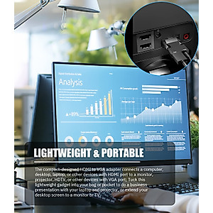 BERLAT HDMI to VGA Adapter Converter, Audio Output Computer Set-top Box Connector Dongle for Laptop, PC, Monitor, Projector, HDTV, Chromebook, Roku, Xbox -3.5mm Stereo Cable Included