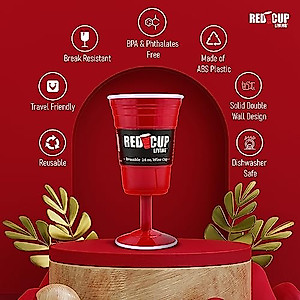 Red Cup Living 14 Oz Wine Cup | Party Wine Cups Ideal for Kids & Adults | Reusable Drinking Supplies for Birthday Party, Camping, Travel Outdoors | Durable & Unbreakable | BPA Free | Easy to Carry