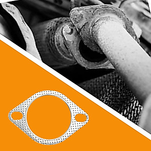 GKmow 2 PCS Car Exhaust Pipe Interface Gasket, Stainless Steel Graphite Composite Plate High Temperature Resistant Muffler Sealing Gasket, Exhaust Manifold Parts, Suitable for Most Models (Silver)