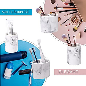 ZCCZ Bathroom Accessory Set, 4 Pcs Marble Look Bathroom Vanity Countertop Accessory Set Bathroom Décor Sets Accessories with Soap Dispenser Bathroom Toothbrush Holder Set, Bathroom Tumbler, Soap Dish