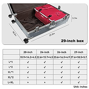 TABITORA Portable Hanging Travel Shelves Bag Packing Cube Organizer Suitcase Storage Large Capacity Rose L+XL