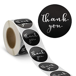 1.5'' Thank You Stickers, Thank You Stickers Labels, Round Small Business Stickers, Ideal for Bakery, Boutiques,Retailers & Small Business Owners, 500 Labels Per Roll