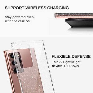 BENTOBEN Note 20 Ultra Case, Clear Glitter Bling Sparkly Slim Soft TPU Rugged Shockproof Protective Bumper Phone Case Cover for Samsung Galaxy Note 20 Ultra 6.9" 5G,Clear Glitter