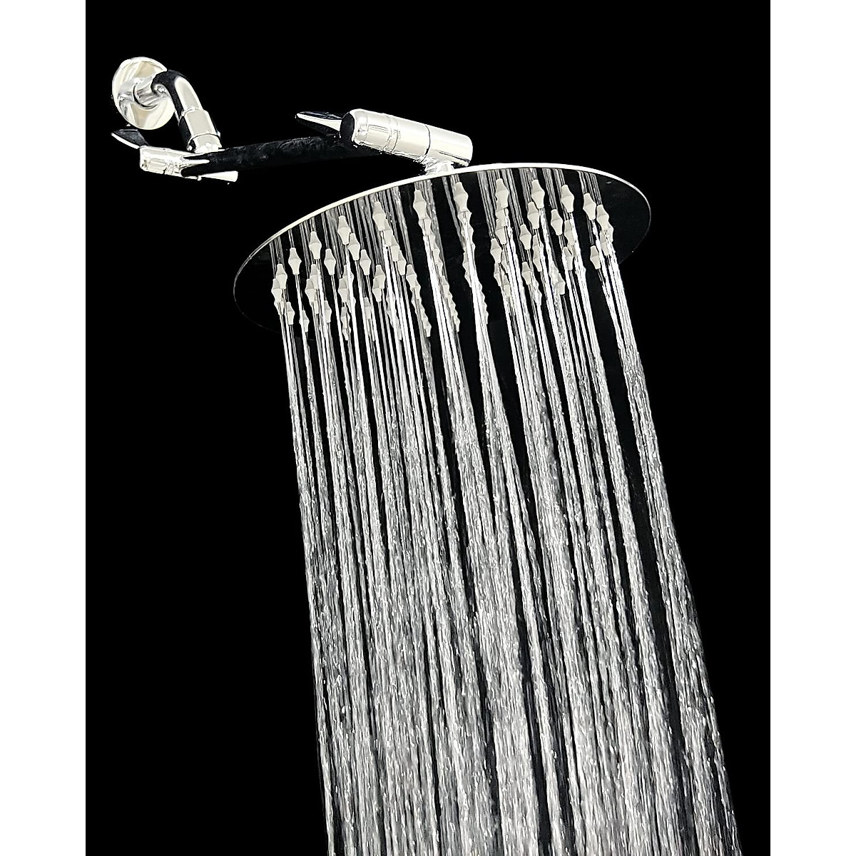 8'' Rain Shower Head with 11'' Adjustable Extension Arm - Eolax High Pressure Rainfall Showerhead Solve Low Water Pressure and Flow - Bathroom Fixed Shower Heads Made of 304 Stainless Steel - Chrome