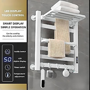 Heated Towel Rack, Electric Towel Warmer for Bathroom, Wall Hot Towel Warmer 10 Bar Touch Control, Timing, Temperature Display (10 Bar - 38in)