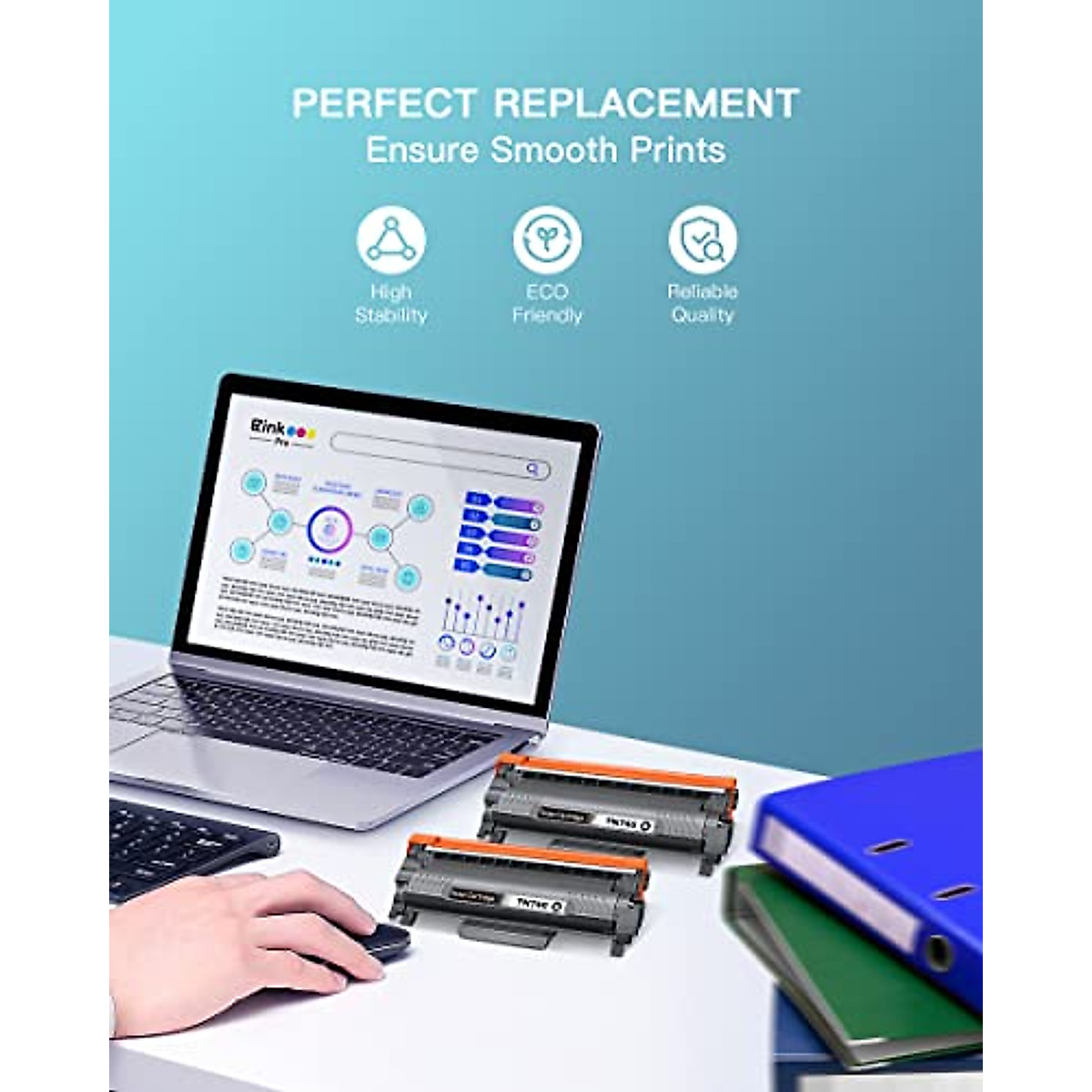 E-Z Ink Pro Compatible Toner Cartridge Replacement for Brother TN760 TN-760 TN730 to Use with HL-L2350DW HL-L2395DW HL-L2390DW HL-L2370DW MFC-L2750DW MFC-L2710DW DCP-L2550DW (Black,2 Pack)