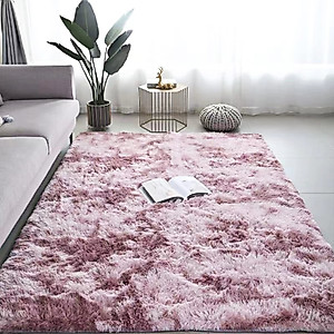 MUHE Fluffy Soft Area Rugs-Plush Rug for Girls Bedroom,Shaggy Rug for Kids Playroom,Kawaii Princess Rug,Fuzzy Rug for Nursery Baby Toddler,Cute Clorful Room Decor for Teenage (Lotus Pink,2 ft x 4 ft)