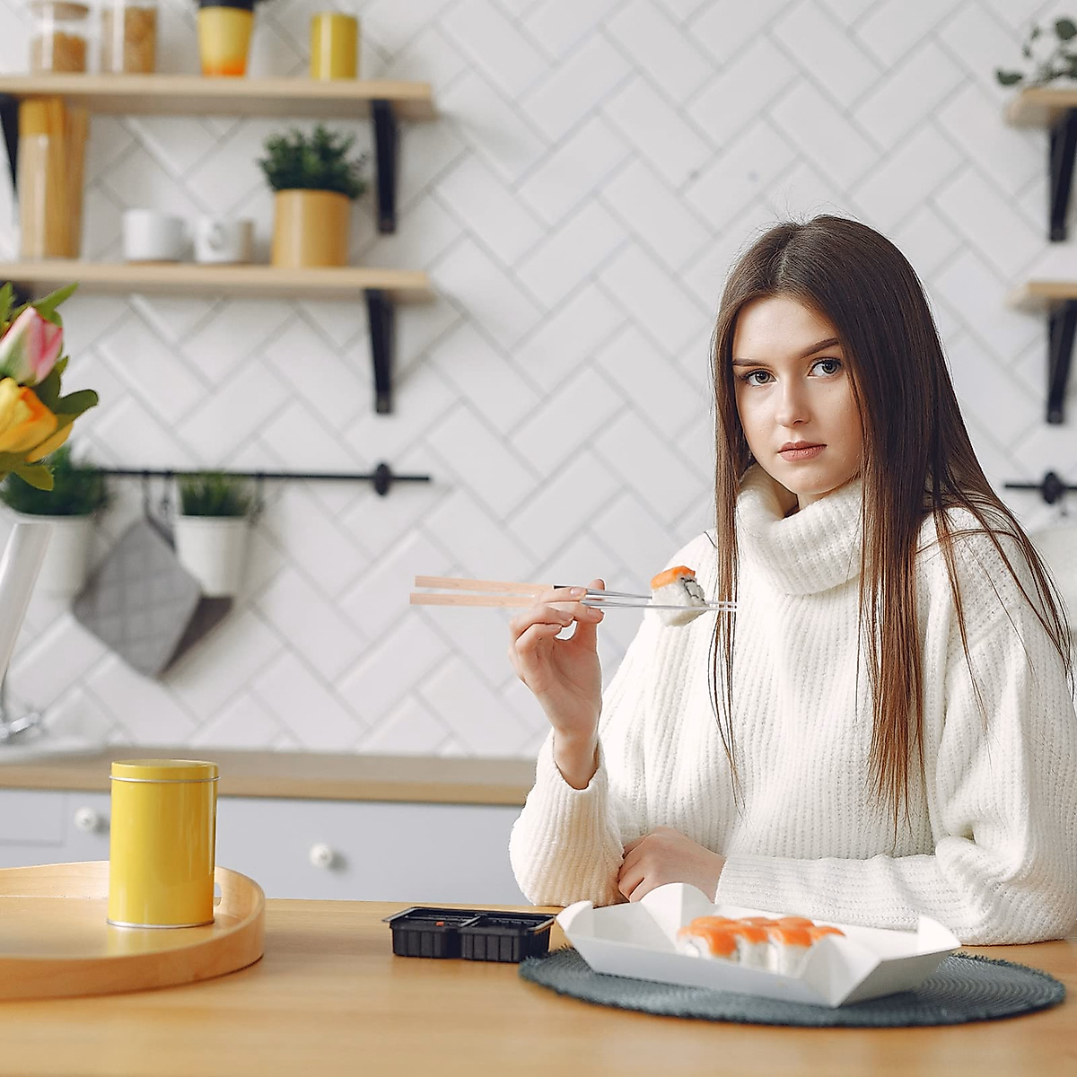 DOITOOL 2pcs Sushi Chopstick Sashimi Chopsticks Point Head Japanese Chopsticks Japanese Sushi Chef Tableware for Home Kitchen Restaurant 150mm