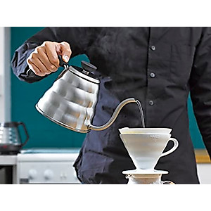 Hario V60 "Buono" Drip Kettle Stovetop Gooseneck Coffee Kettle 1.2L, Stainless Steel, Silver