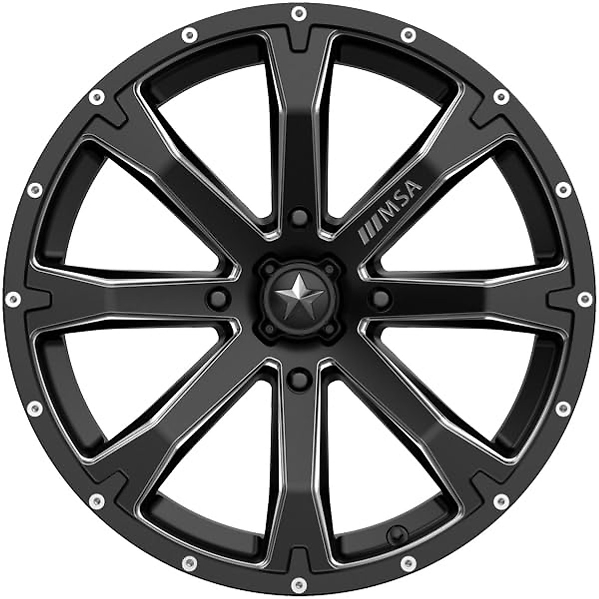 MSA Offroad Wheels MA42 15X7 4X110 S-BLK MILL 10MM - M42-05710