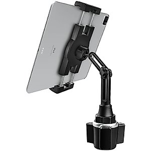 woleyi Universal Cup Holder Tablet Mount for Car Vehicle, Truck, Treadmill, Wheelchair, Golf Cart, Boat and More Cupholder for iPad Pro/Air/Mini, Galaxy Tabs, iPhone, All 4-13" Smartphones and Tablets
