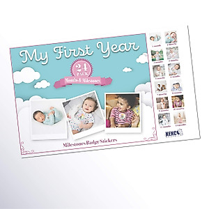 24 Pack Baby Month Stickers and Milestone Stickers by Kenco® - Track Your Baby's First Year Month-by-Month and Holidays! Boys and Girls' Available (Girls Unicorn)