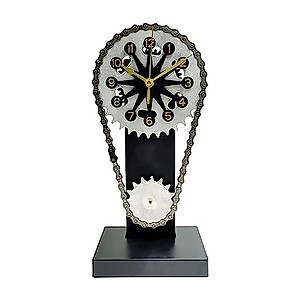 YOFOKO Prime Same Day Items Rotating Gear Clock Desk Clock Table Clock Industrial Clock Chain Clock Unique Vintage Rustic Decorative Gear Clock with Moving Gears (Black)