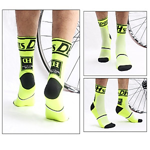 Libar Men's Cycling Socks Unisex Breathable Sports Running Trekking Athletic Basketball Socks (3 Pairs(white+green+blue))