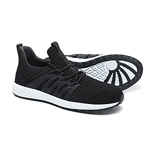 TUTPTH Men Women Slip On Walking Shoes Lightweight Casual Running Sneakers Black41