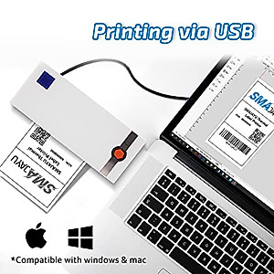 Bluetooth Thermal Label Printer USB 4×6 Shipping Label Printers Free Label Holder for Small Business Printer without ink or ribbon Support Windows, Android, iOS Used for Ebay,Amazon,Shopify,Etsy