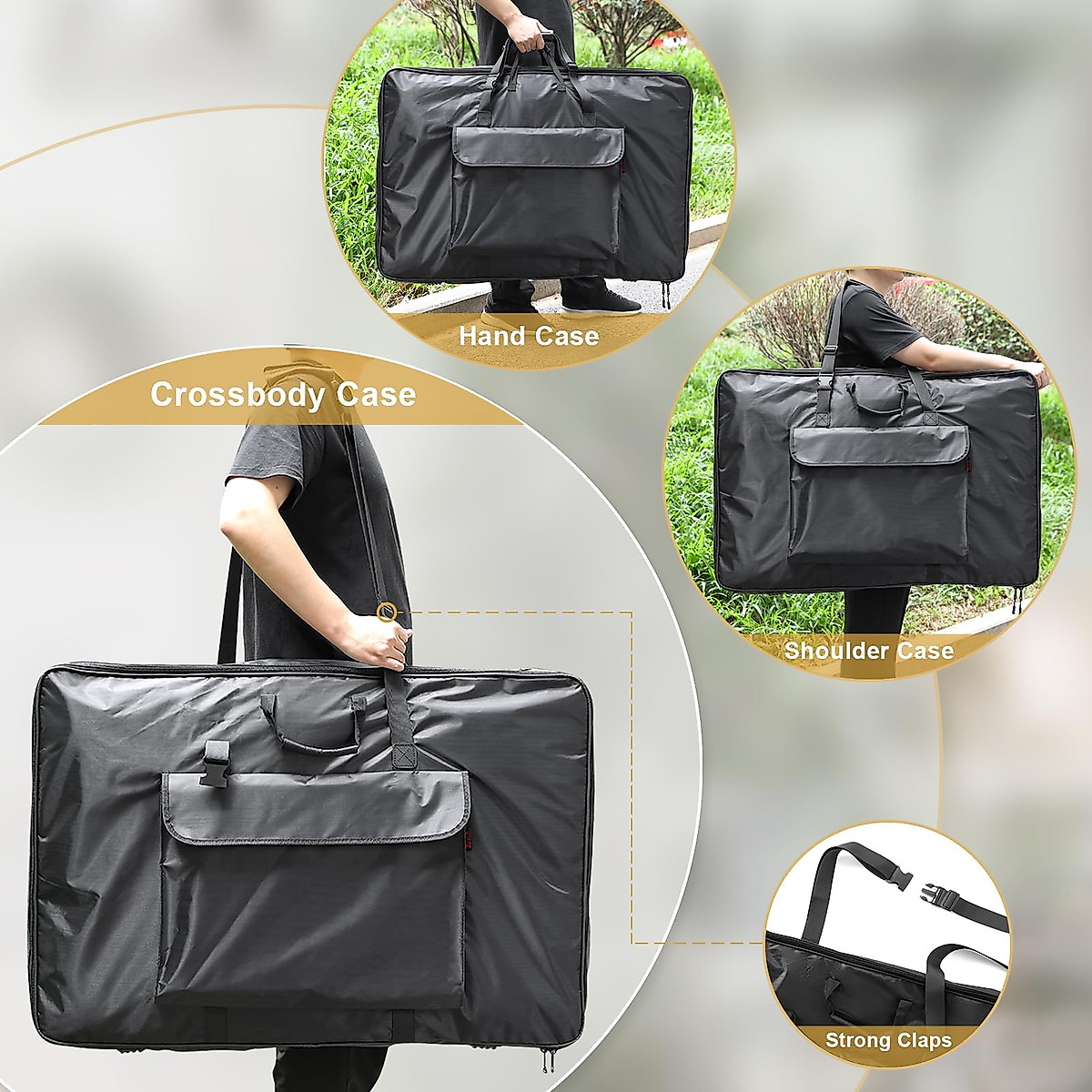 1st Place Products Premium Art Portfolio Case - 24" x 36" - Soft Sided - Foldable - Waterproof & Tear Resistant - Artwork, Photography, Sketch, LCD, Monitor, Solar Panel - Shoulder Straps & Handles