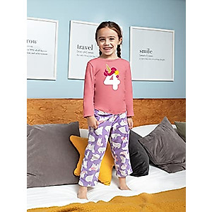 Unicorn 4th Birthday Girl Outfit 4 Year Old Shirt Fourth Birthday Baby Four Bday (Mauve - Long Sleeve, 5 Years)