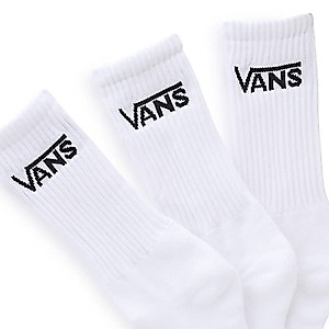 Vans Men's Classic Crew Socks (3 Pairs), White, Size 6-9.5